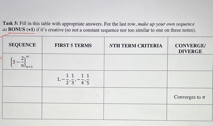 Solved Task 5: Fill in this table with appropriate answers. | Chegg.com
