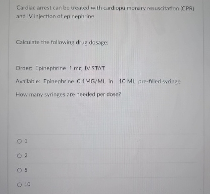 Solved Cardiac arrest can be treated with cardiopulmonary | Chegg.com