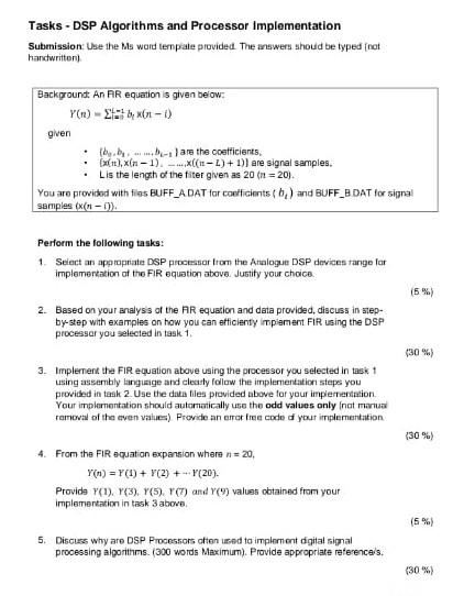 Solved Tasks Dsp Algorithms And Processor Implementation