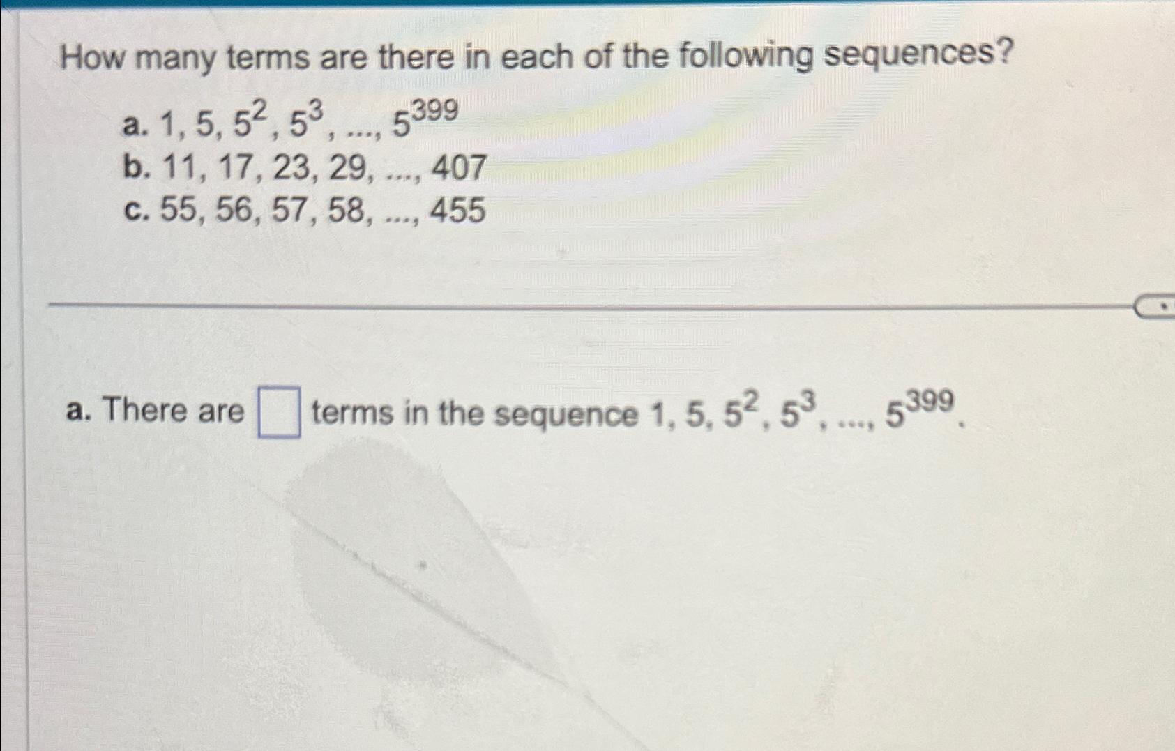 Solved How many terms are there in each of the following | Chegg.com