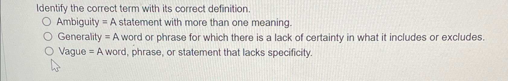 Solved Identify the correct term with its correct | Chegg.com