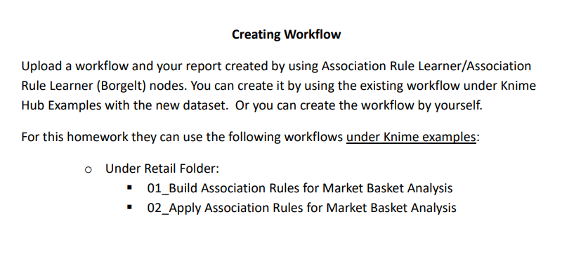 Solved Creating WorkflowUpload a workflow and your report | Chegg.com