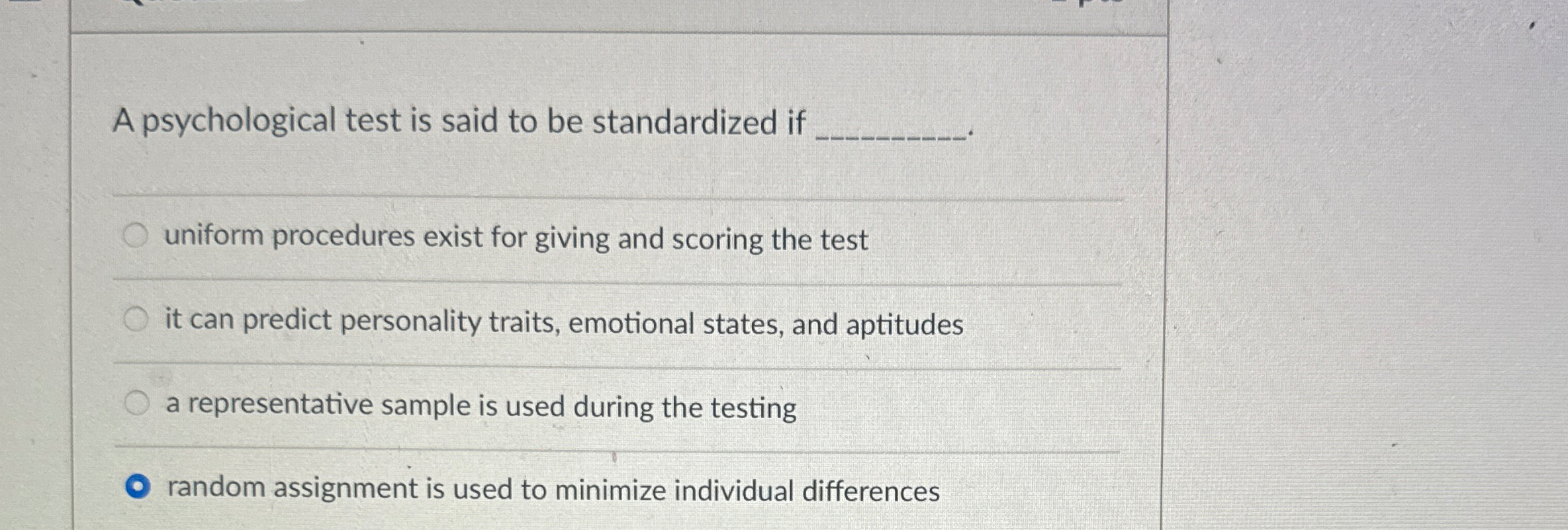 Solved A psychological test is said to be standardized if | Chegg.com