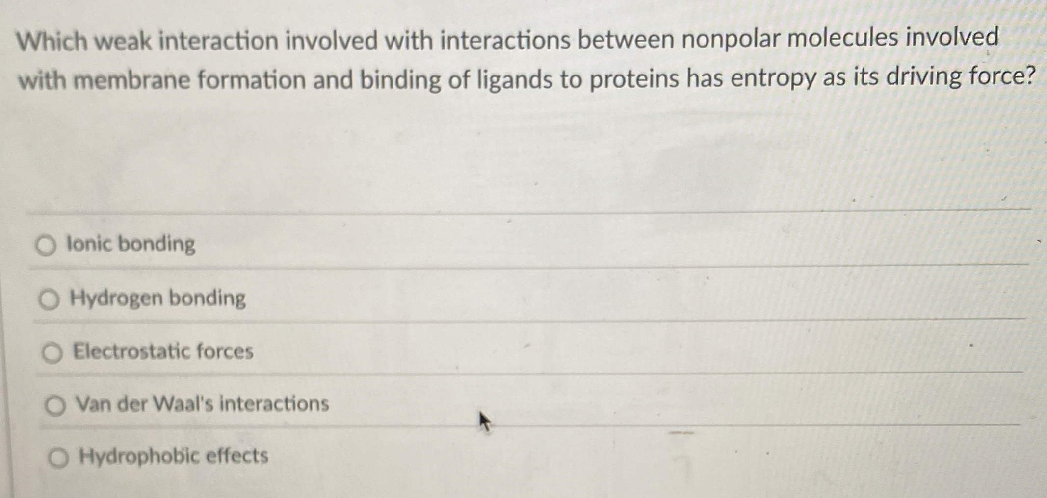 Solved Which weak interaction involved with interactions | Chegg.com