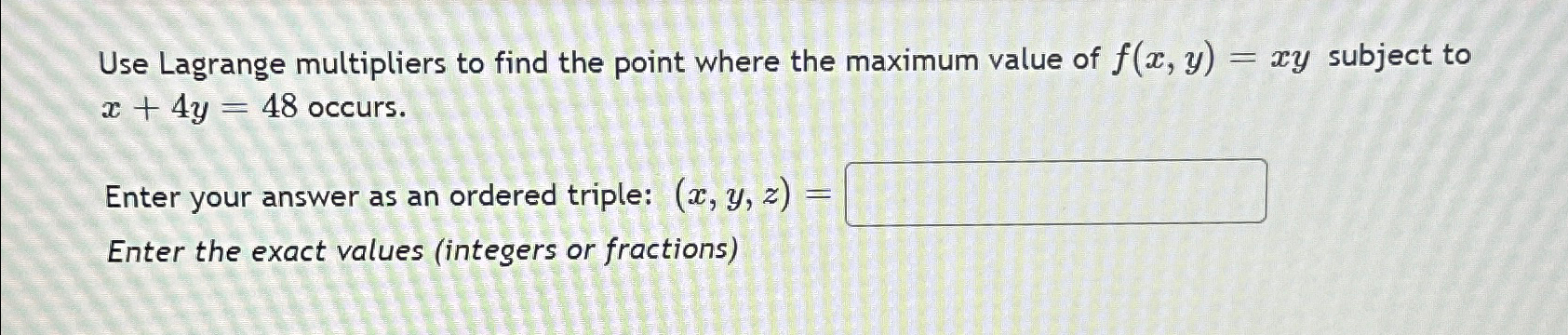 Solved Use Lagrange multipliers to find the point where the | Chegg.com