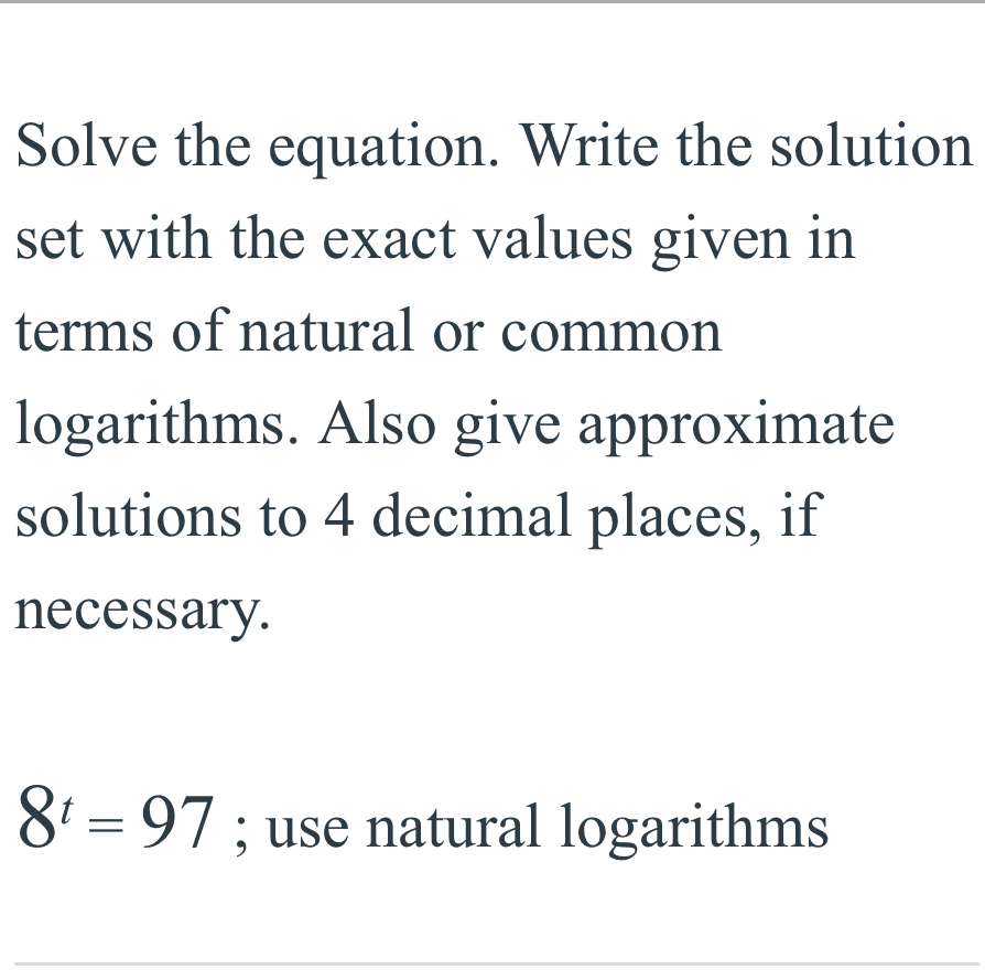 Solved Solve the equation. Write the solution set with the | Chegg.com