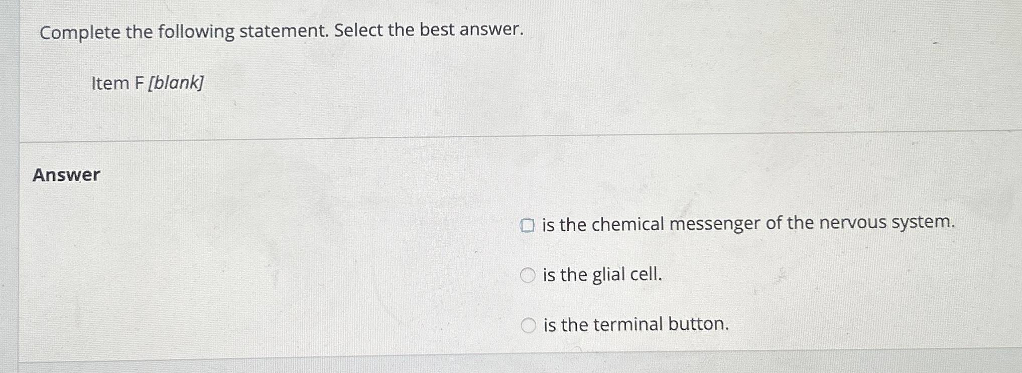 Solved Complete the following statement. Select the best | Chegg.com