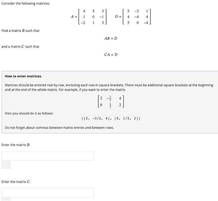 Solved Consider the following matrices: | Chegg.com