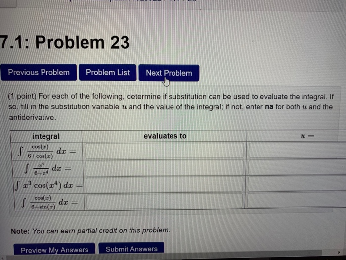 Solved 7 1 Problem 23 Previous Problem Problem List Next