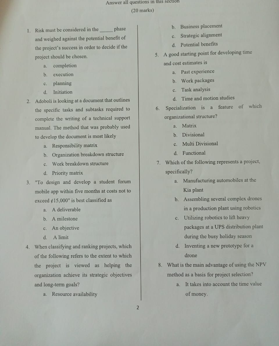 Solved Answer all questions in this section(20 ﻿marks)Risk | Chegg.com