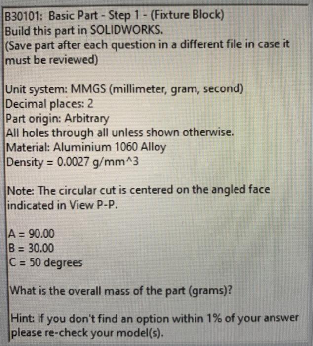 Solved B30101: Basic Part - Step 1 - (Fixture Block) Build | Chegg.com