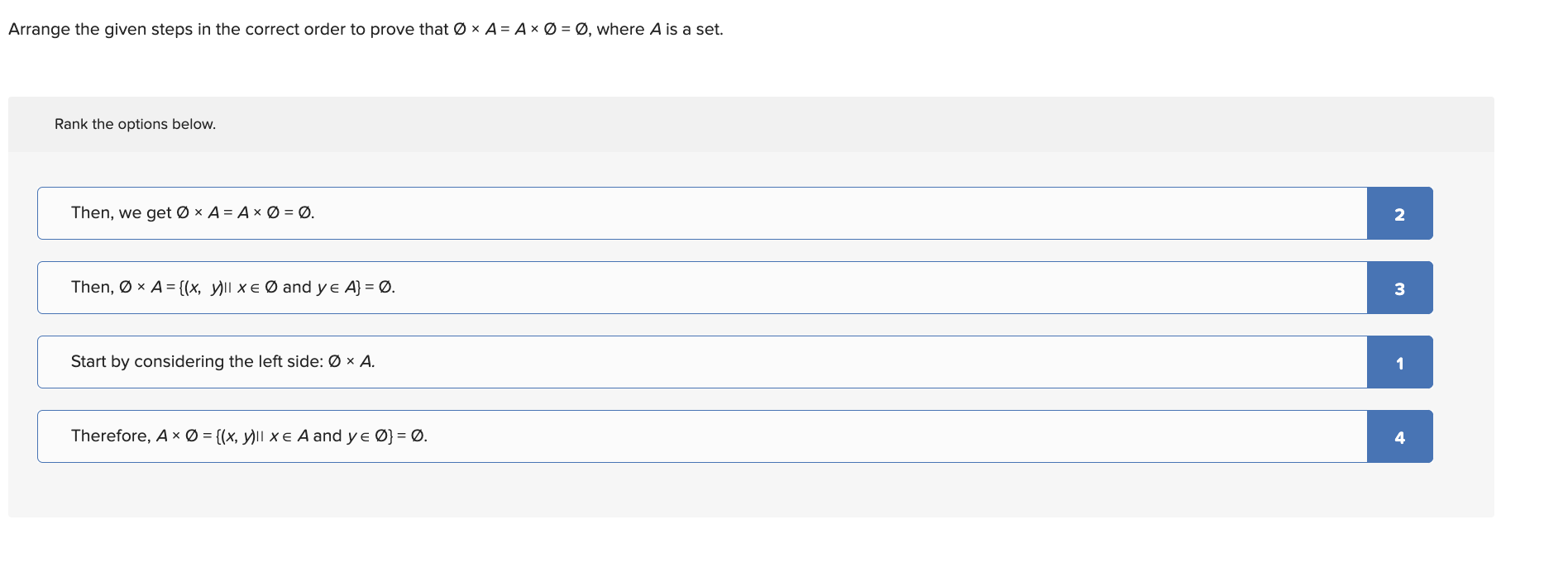 Solved Arrange the given steps in the correct order to prove | Chegg.com