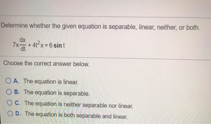 Solved Determine whether the given equation is separable, | Chegg.com