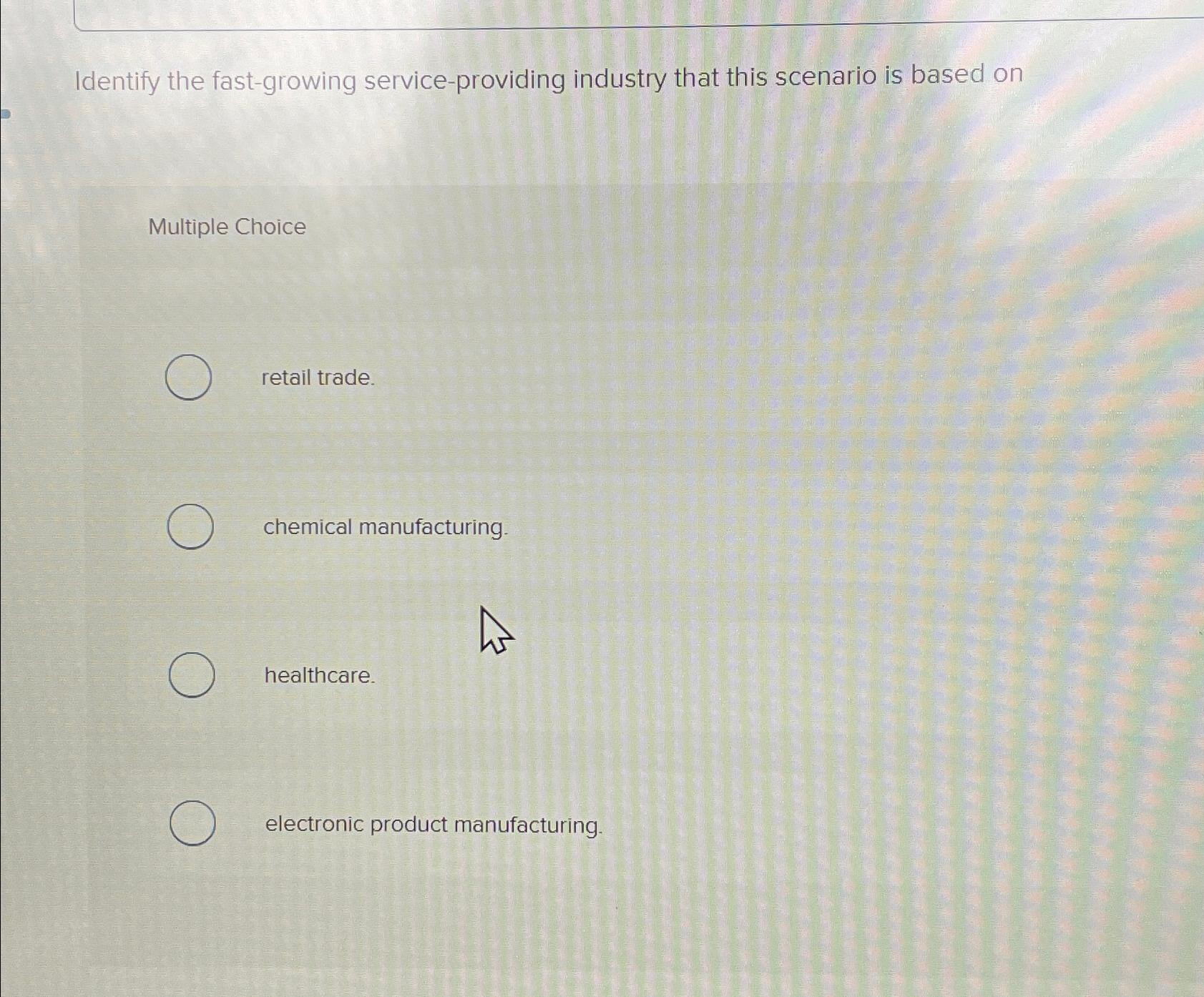 Solved Identify the fast-growing service-providing industry | Chegg.com