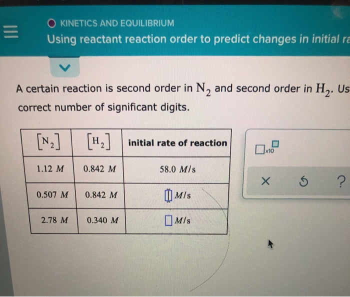 Solved O KINETICS AND EQUILIBRIUM Using reactant reaction | Chegg.com
