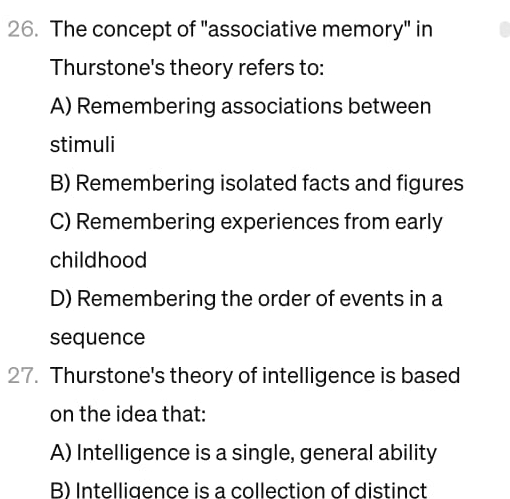 Solved The concept of "associative memory" in Thurstone's | Chegg.com