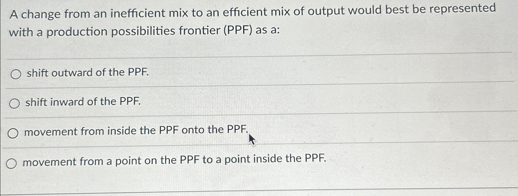 Solved A change from an inefficient mix to an efficient mix | Chegg.com