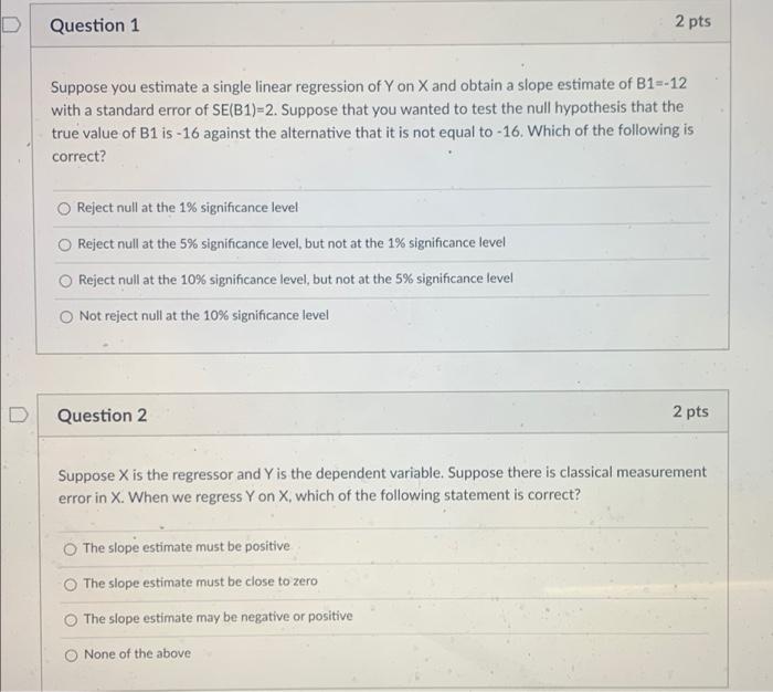 Solved D ion 1 2 Pts Suppose You Estimate A Single Chegg