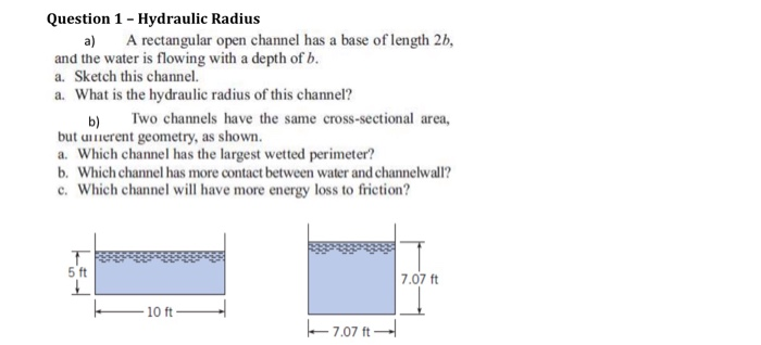 Solved Question 1 - Hydraulic Radius a) A rectangular open | Chegg.com