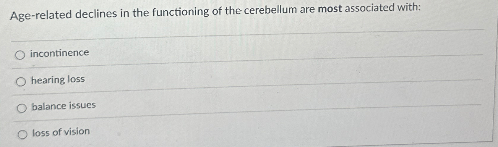 Solved Age-related declines in the functioning of the | Chegg.com