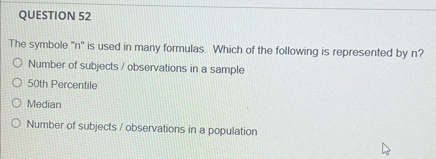 Solved QUESTION 52The symbole " n " ﻿is used in many | Chegg.com