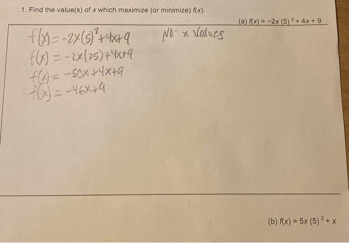 what are the steps to finding the values of x which | Chegg.com