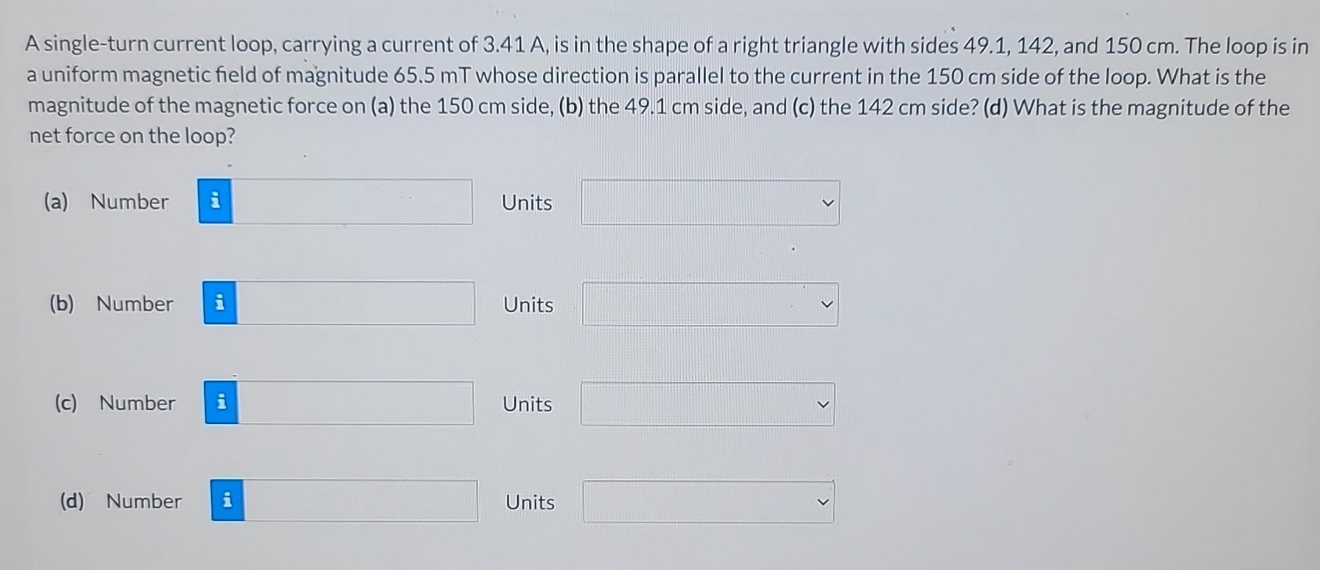 Solved A single-turn current loop, carrying a current of | Chegg.com