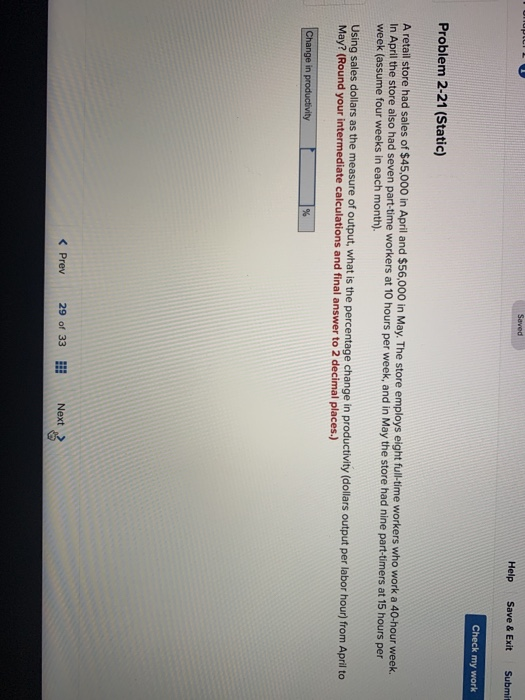 Solved UnuptcILI Saved Help Save & Exit Submit Check my work | Chegg.com