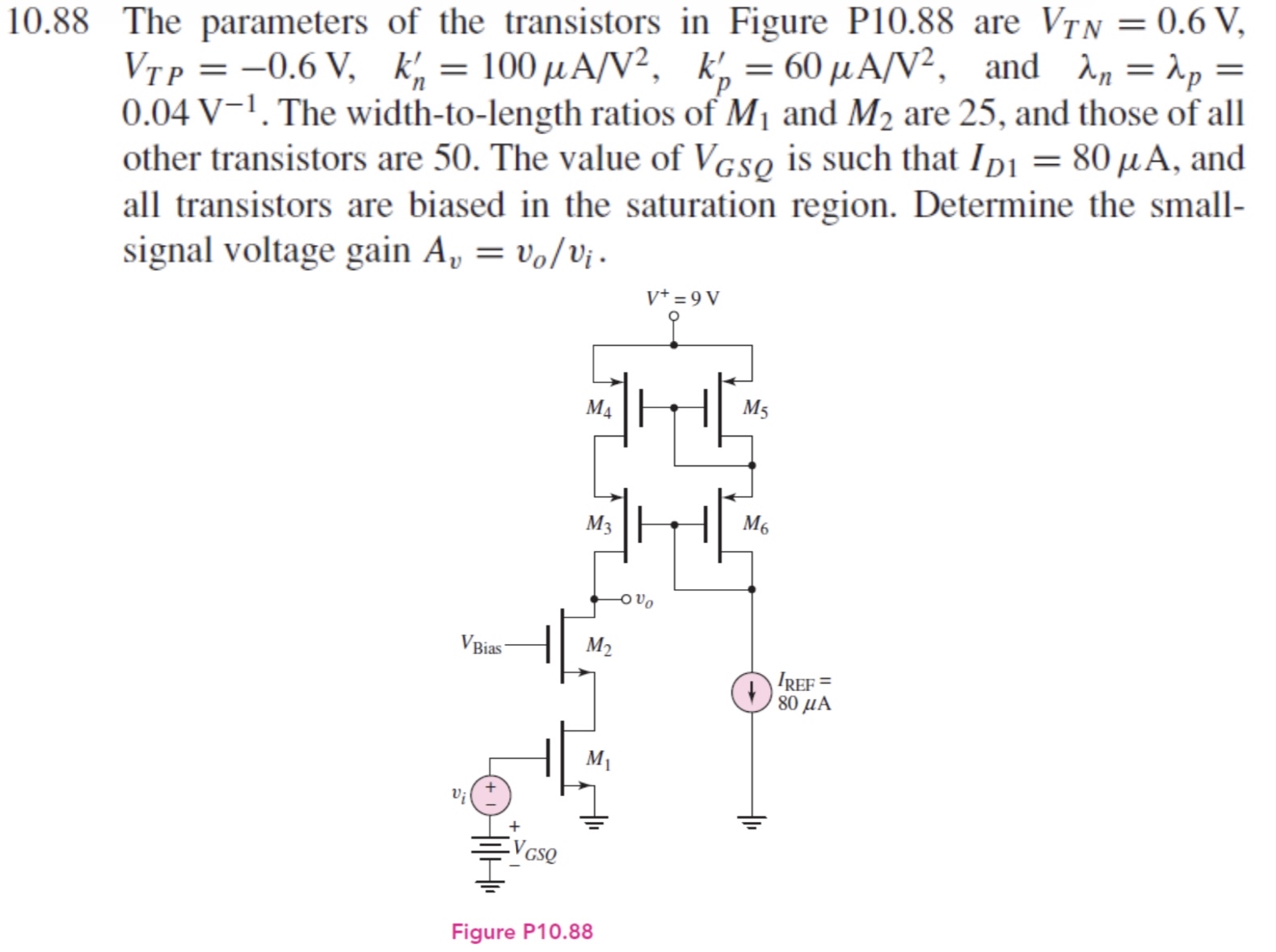 Solved 10.88 ﻿The parameters of the transistors in Figure | Chegg.com