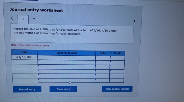 Solved Exercise 7-7 (Algo) Cash discounts; the net method | Chegg.com
