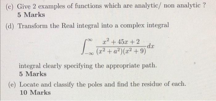 Solved (c) Give 2 examples of functions which are analytic/ | Chegg.com