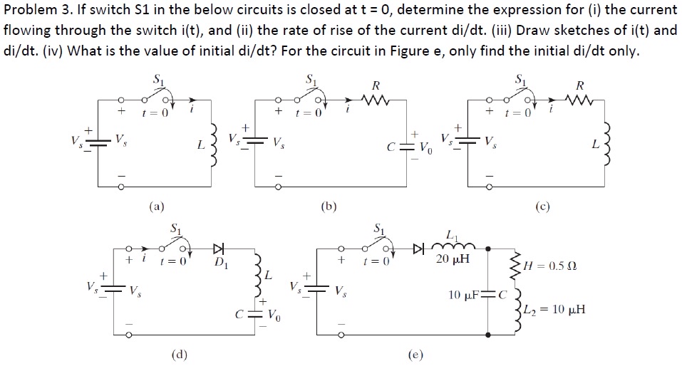 Solved Problem 3. ﻿If switch S 1 ﻿in the below circuits is | Chegg.com