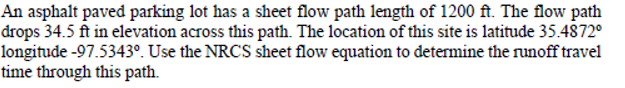 Solved An asphalt paved parking lot has a sheet flow path | Chegg.com