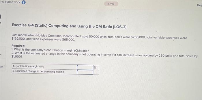Solved Exercise 6−4 (Static) Computing and Using the CM | Chegg.com