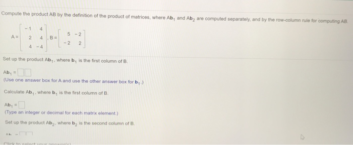 Solved Compute the product AB by the definition of the | Chegg.com