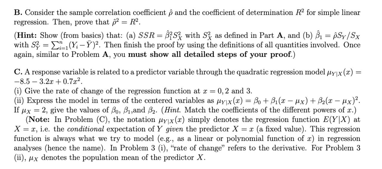 Solved B. ﻿Consider the sample correlation coefficient | Chegg.com