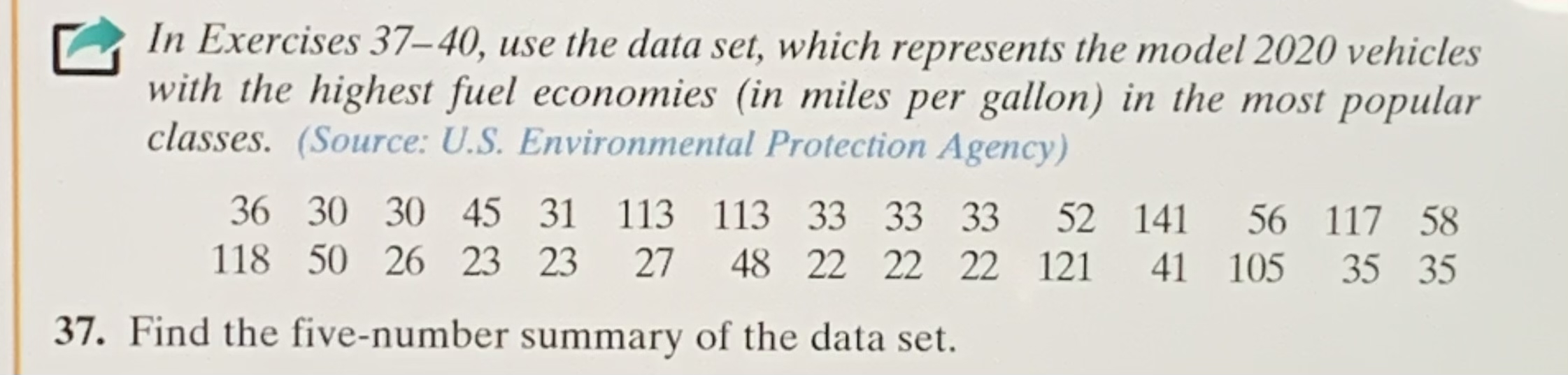 Solved BIn Exercises 37-40, ﻿use the data set, which | Chegg.com