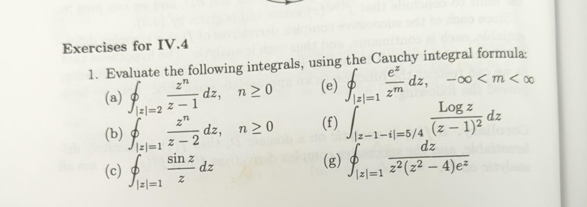 Solved Exercises for IV.4 1. Evaluate the following | Chegg.com