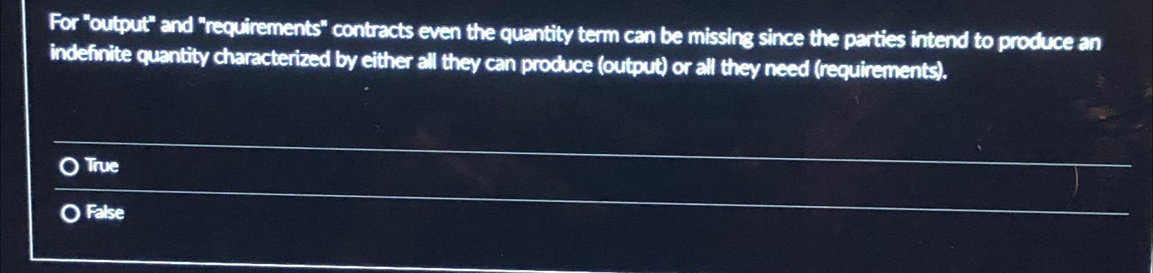 Solved For "output" and "requirements" contracts even the | Chegg.com