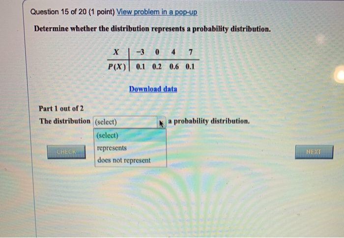 Solved Question 15 of 20 (1 point) View problem in a pop-up | Chegg.com