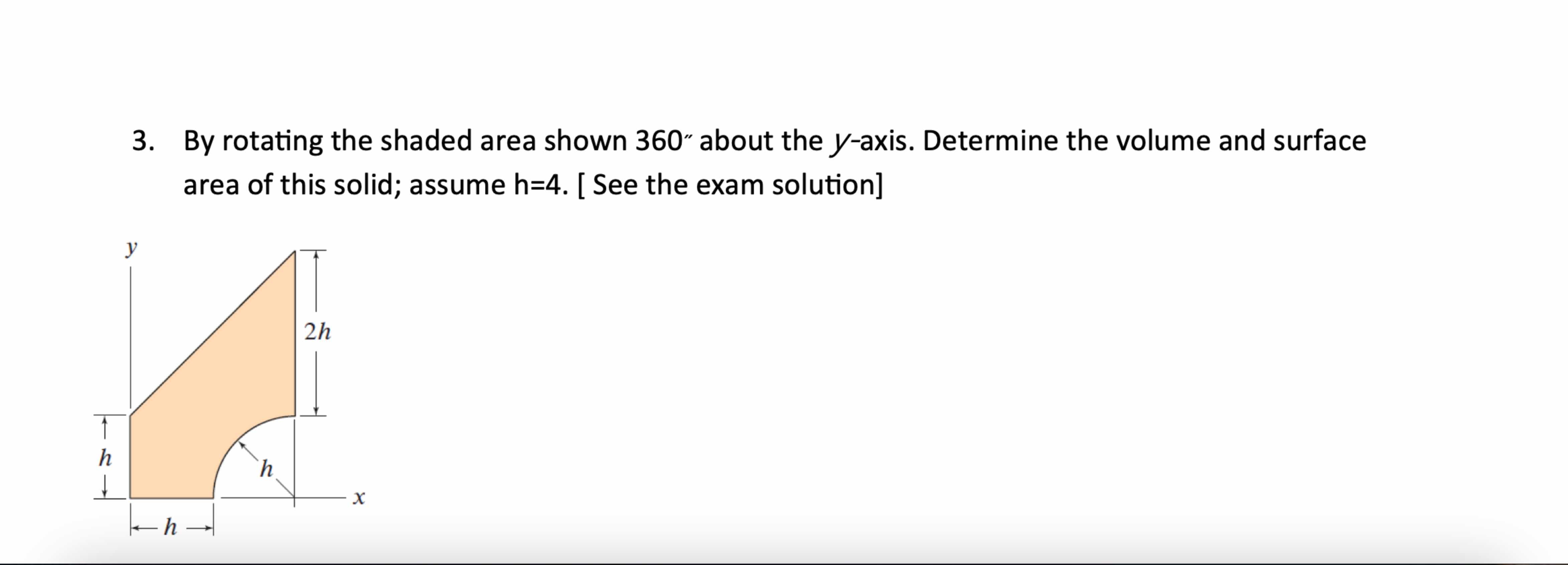 Solved By rotating the shaded area shown 360 " ﻿about the | Chegg.com