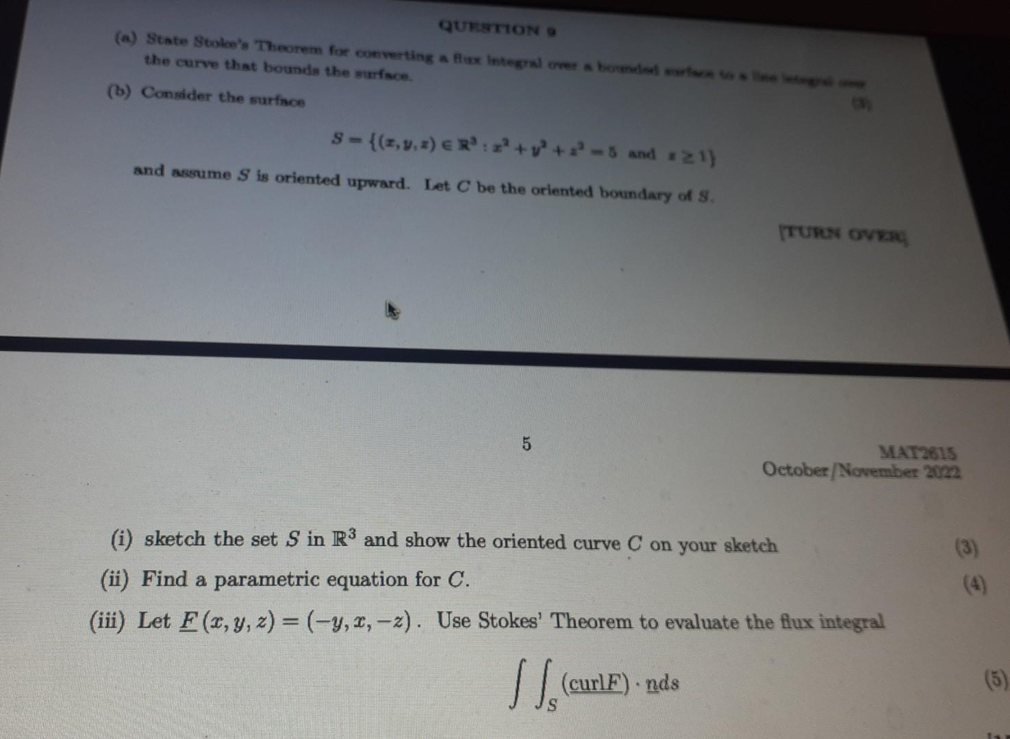 Solved a. State stokes theorem for converting a flux | Chegg.com