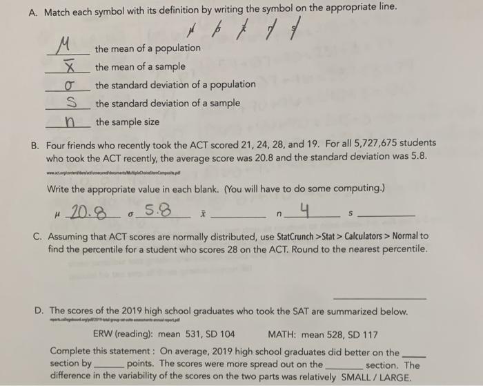Solved A. Match each symbol with its definition by writing | Chegg.com