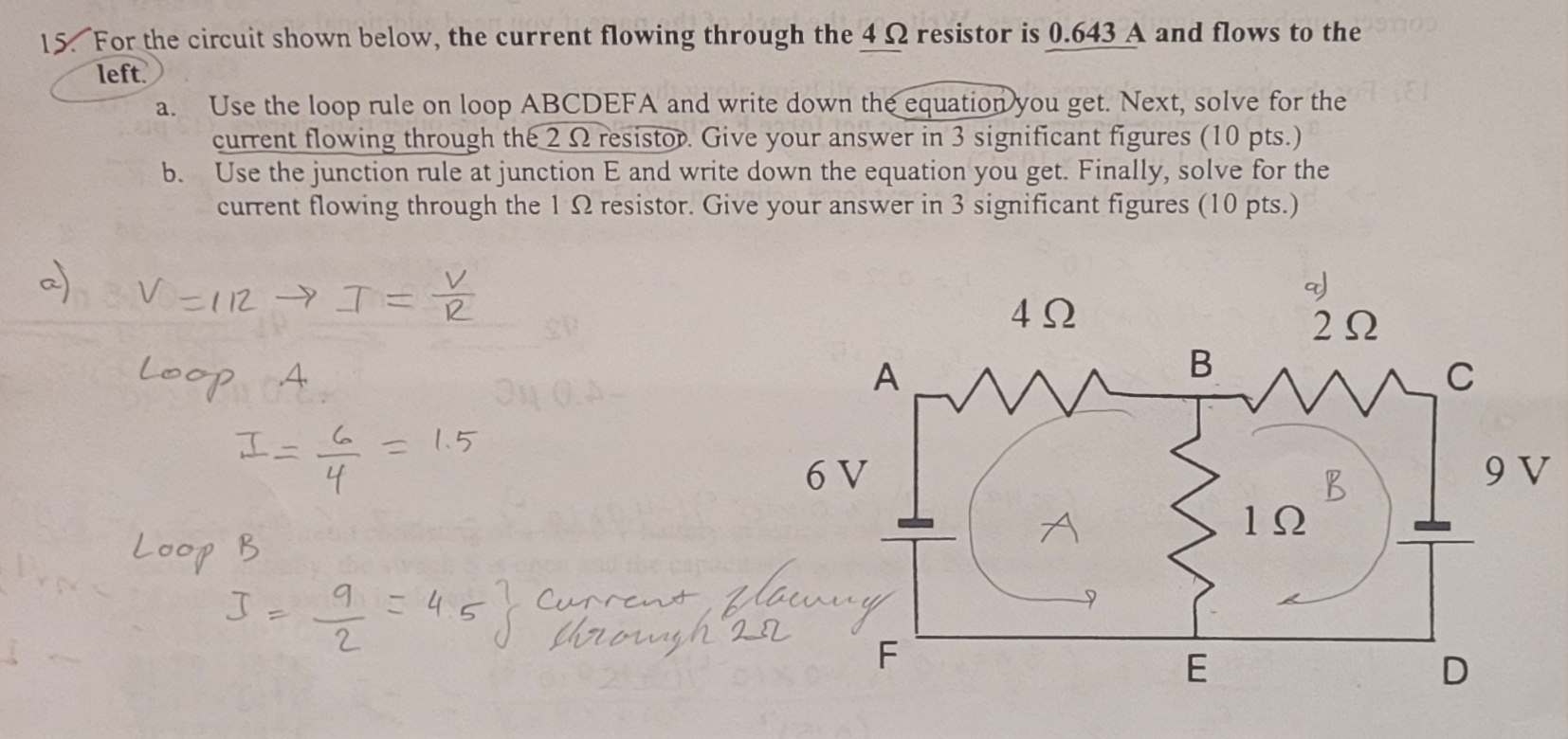 Solved For the circuit shown below, the current flowing | Chegg.com