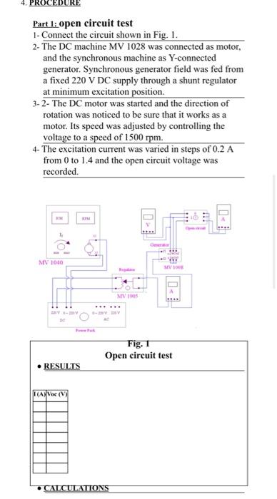 Solved CALCULATIONS Draw open circuit characteristics. | Chegg.com