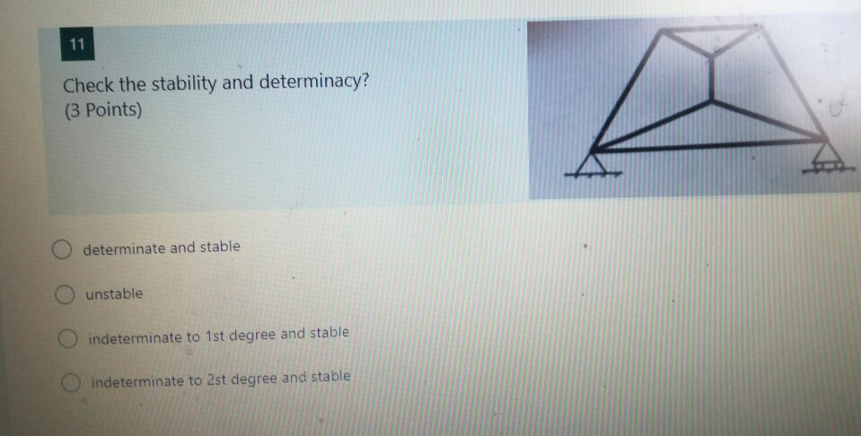 Solved 11 Check the stability and determinacy? (3 Points) | Chegg.com