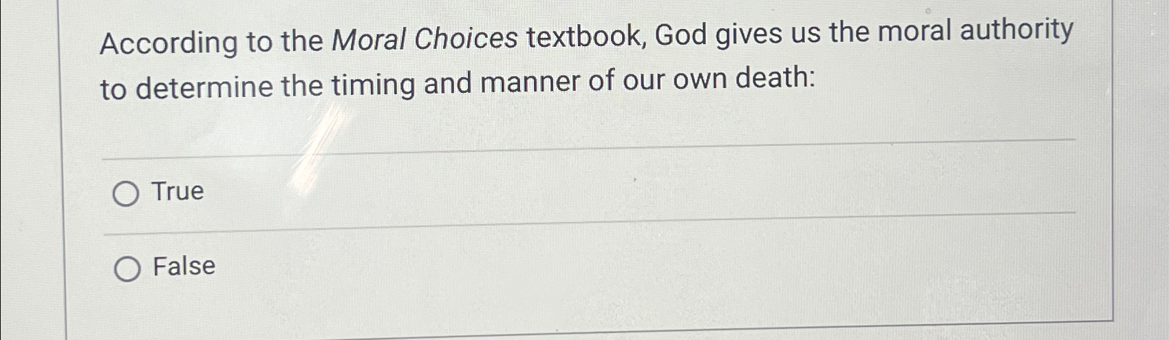 Solved According to the Moral Choices textbook, God gives us | Chegg.com