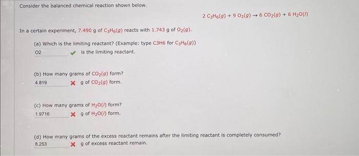 Solved Consider the balanced chemical reaction shown below. | Chegg.com