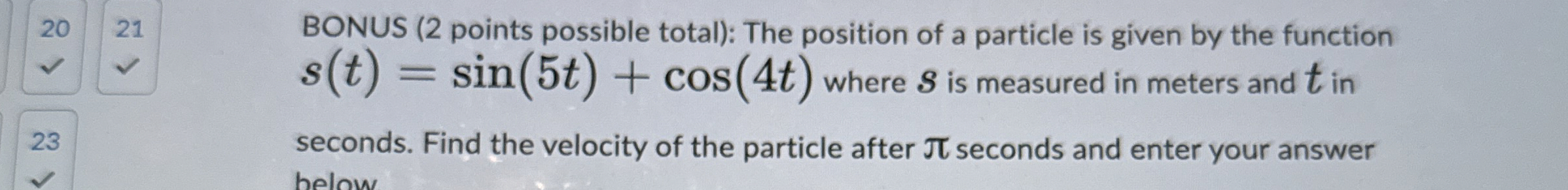 Solved 20 ﻿BONUS (2 ﻿points possible total): The position of | Chegg.com