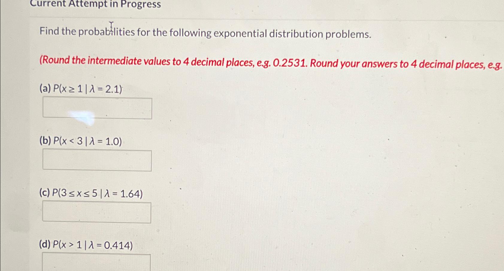 Solved Current Attempt in ProgressFind the probabitities for | Chegg.com
